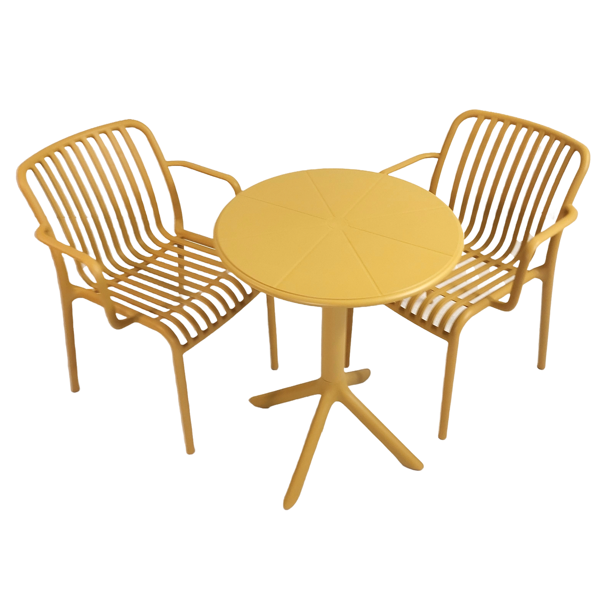 Modura Anders Bistro Table Saffron With 2 Alma Armchair Saffron Outdoo ...