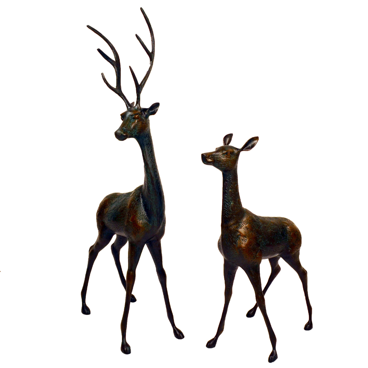 Solstice Sculptures Deer Pair Large Aluminium Dark Verdigris– Ruby's ...